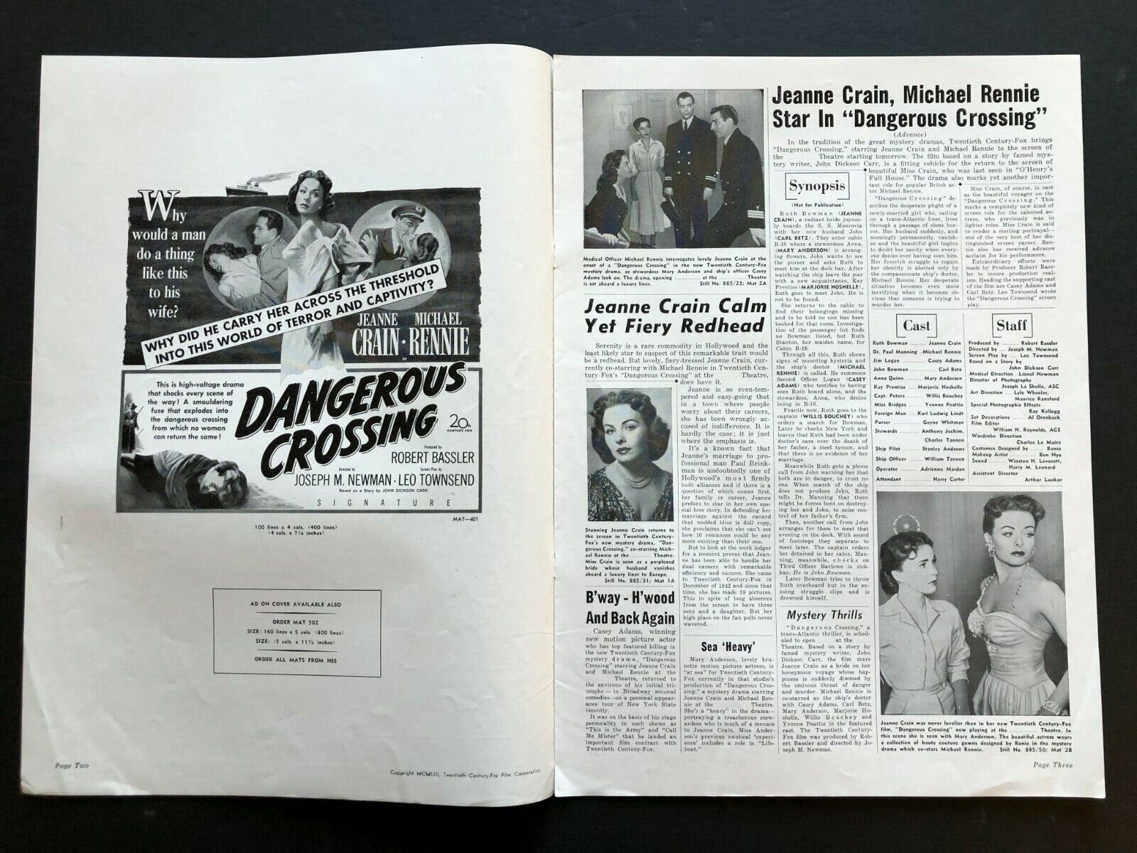 » Blog Archive » Dangerous Crossing 1953 – Jeanne Crain and Michael Rennie
